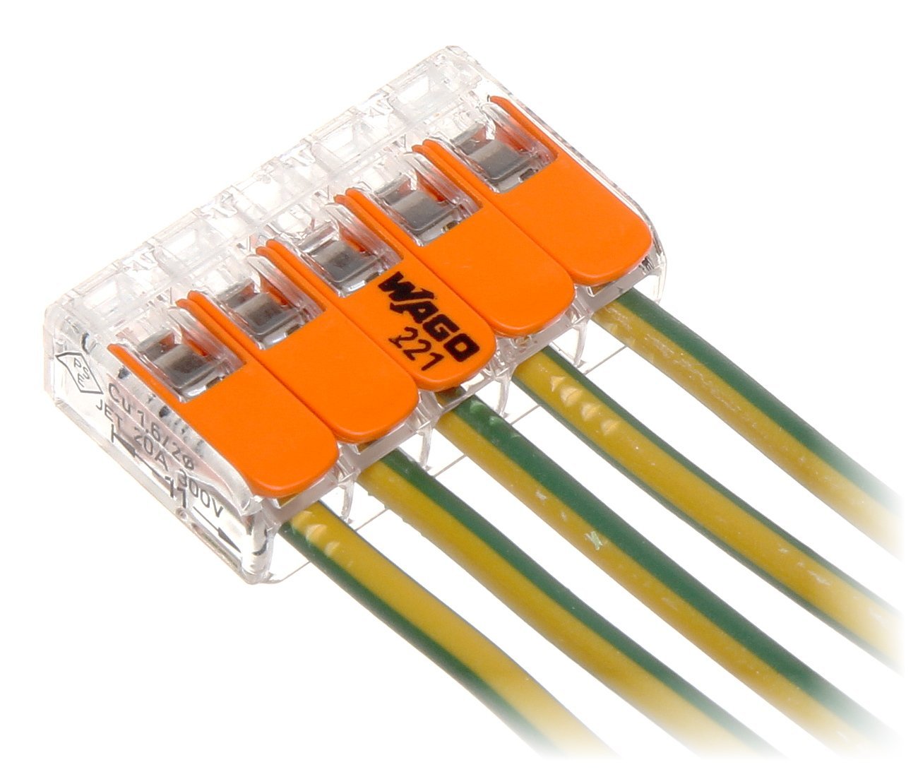 Conector Terminal Wago Original - 5 Pólos 221-415 Para Cabos e Fios ...