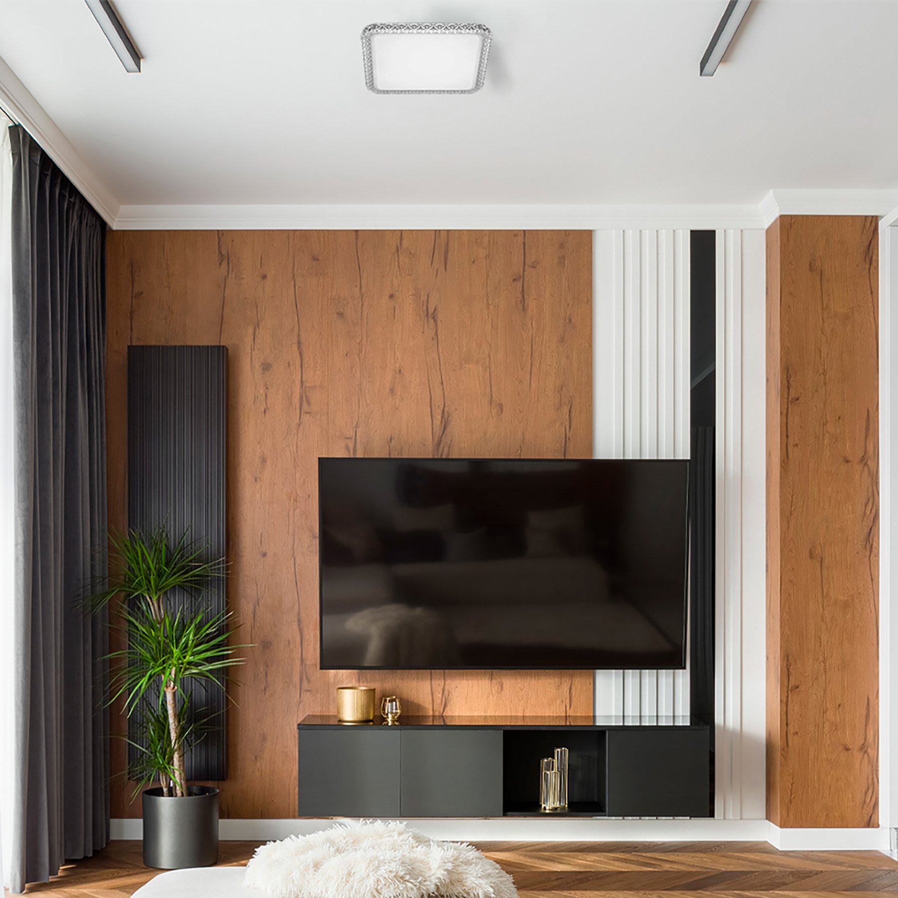 Plafon Led Blumenau Shine Liso Sobrepor 18W Quadrado 3000/4100/6500K Bivolt