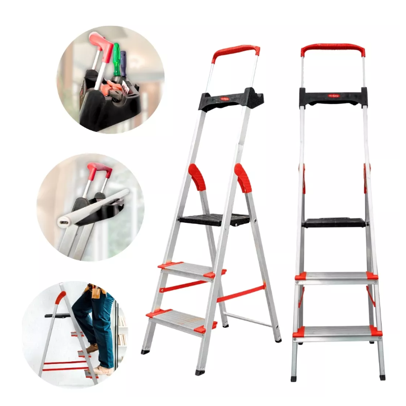Escada Comfort 03 Degraus Alumínio Reforçada Alumasa 150kg